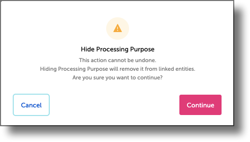 Hiding Processing Purposes – TrustArc Help Center
