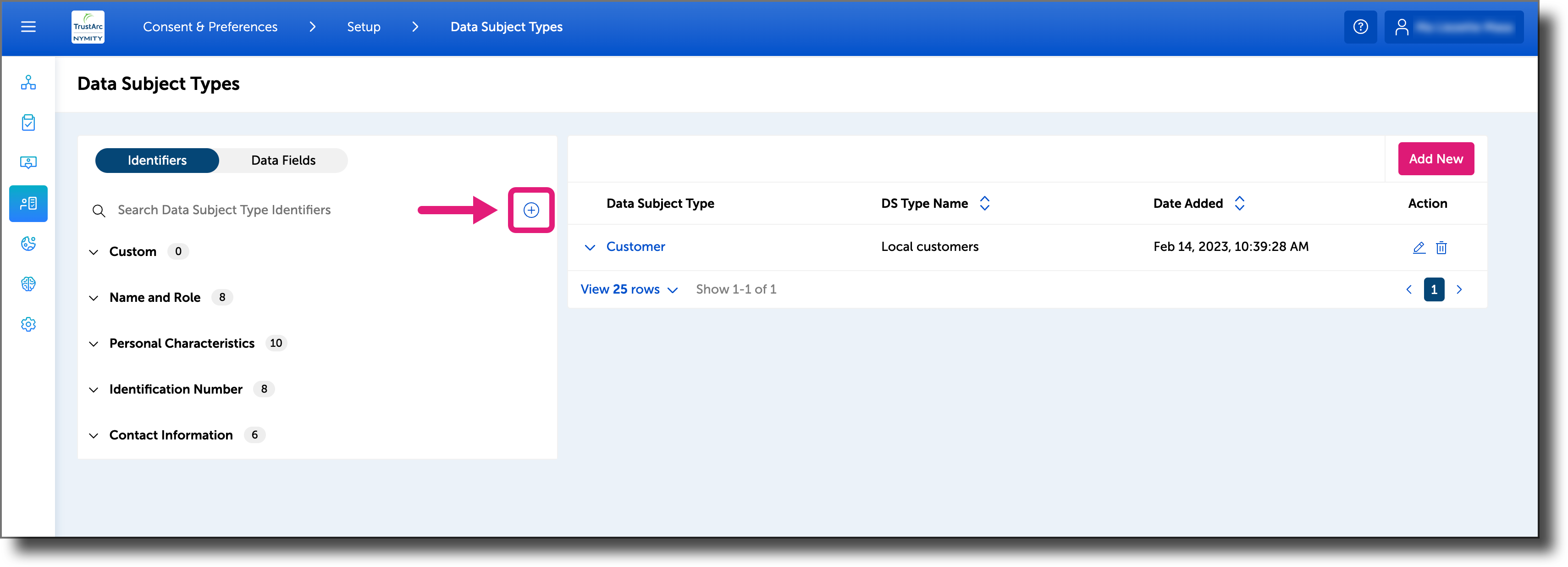 Creating Custom Data Subject Type Identifiers – TrustArc Help Center