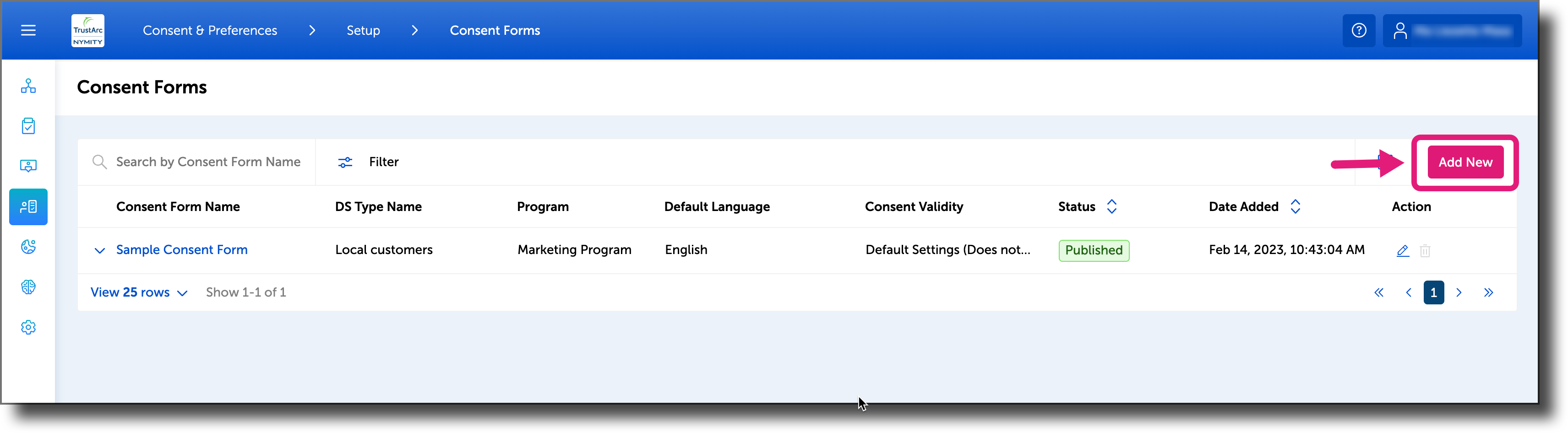 Creating a New Consent Form – TrustArc Help Center
