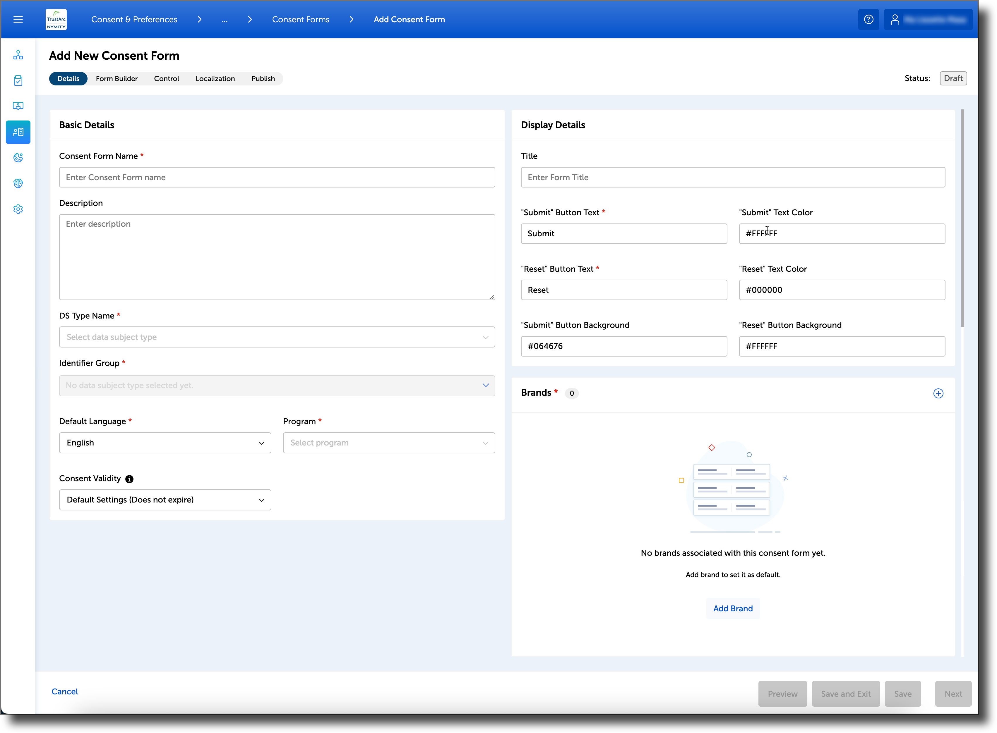 Creating a New Consent Form – TrustArc Help Center