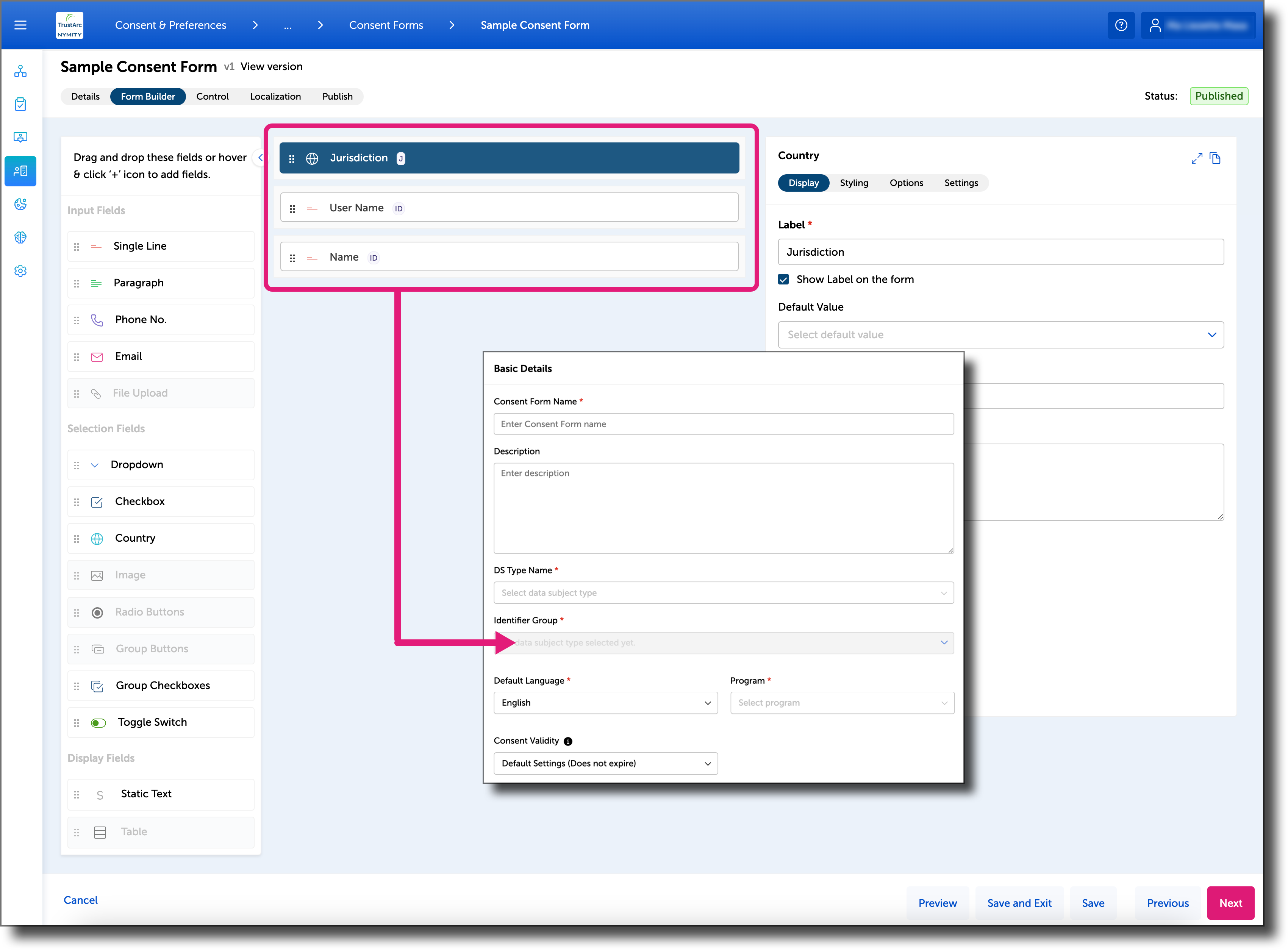 Form Builder Tab – TrustArc