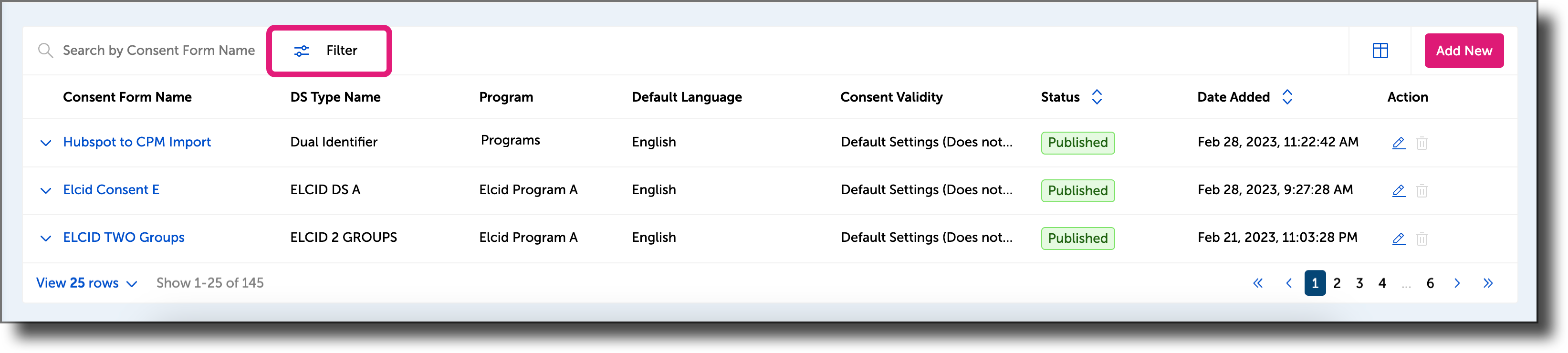 Filtering Consent Forms – TrustArc