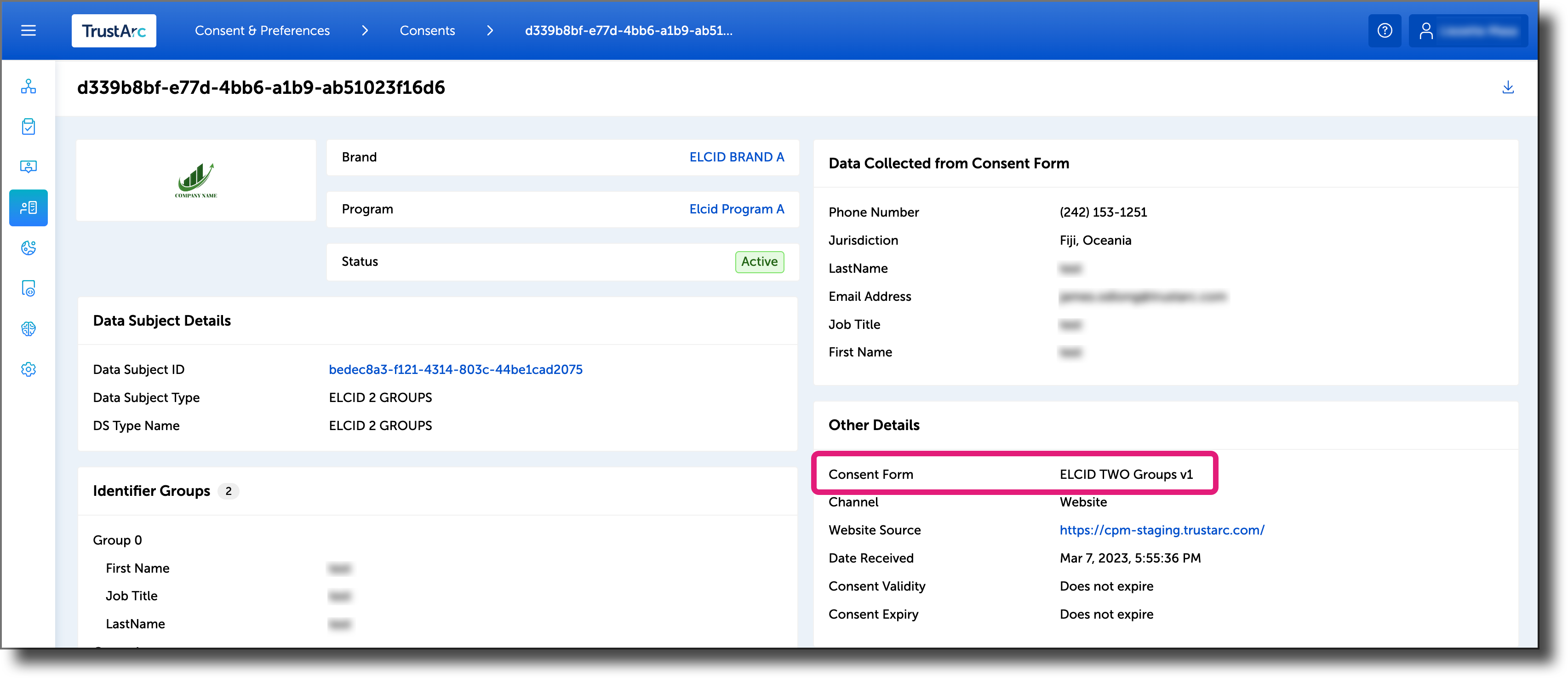 Consent Form Versioning – TrustArc