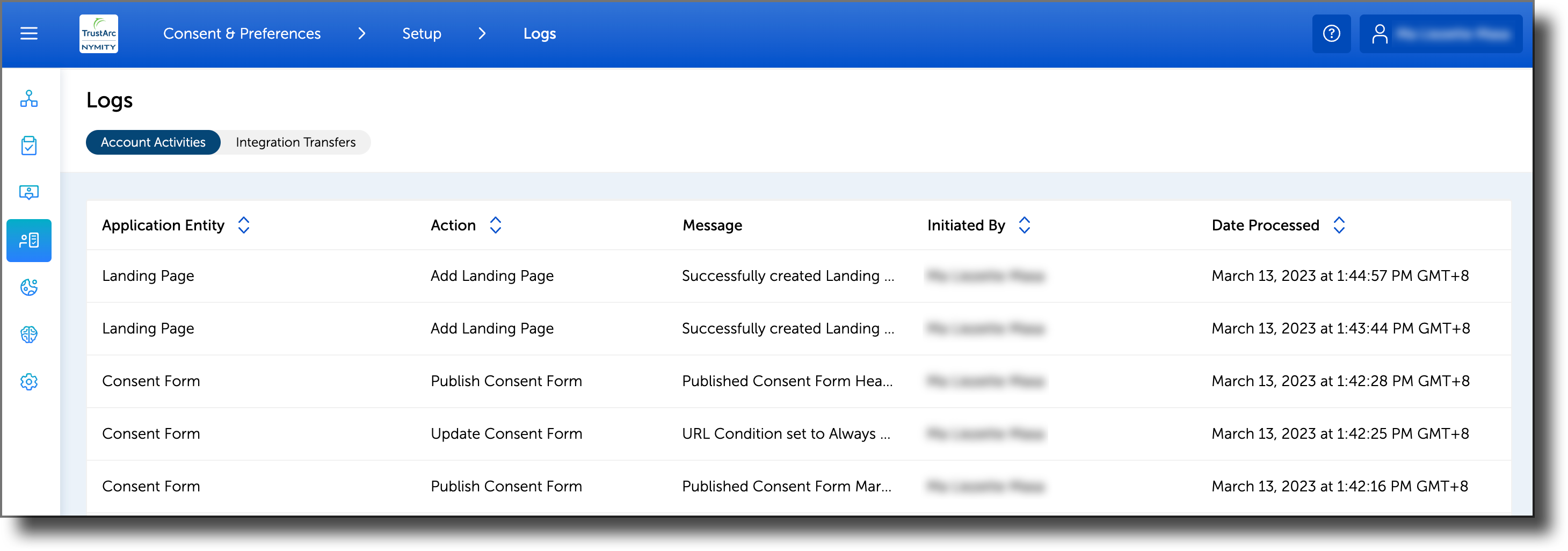 Managing Activity Logs – TrustArc