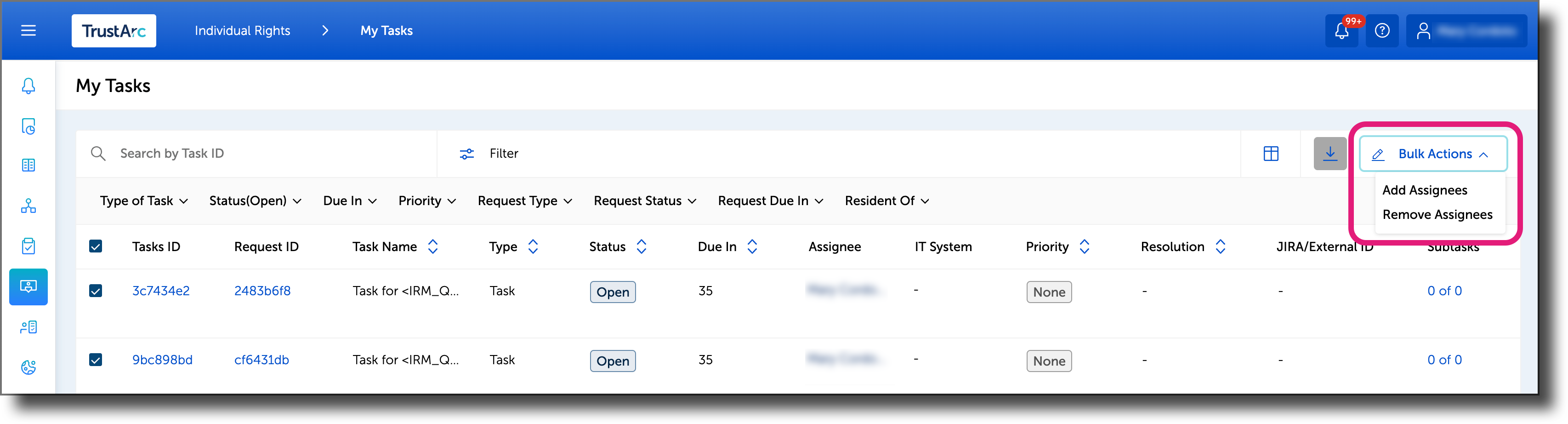 My Tasks Overview – TrustArc