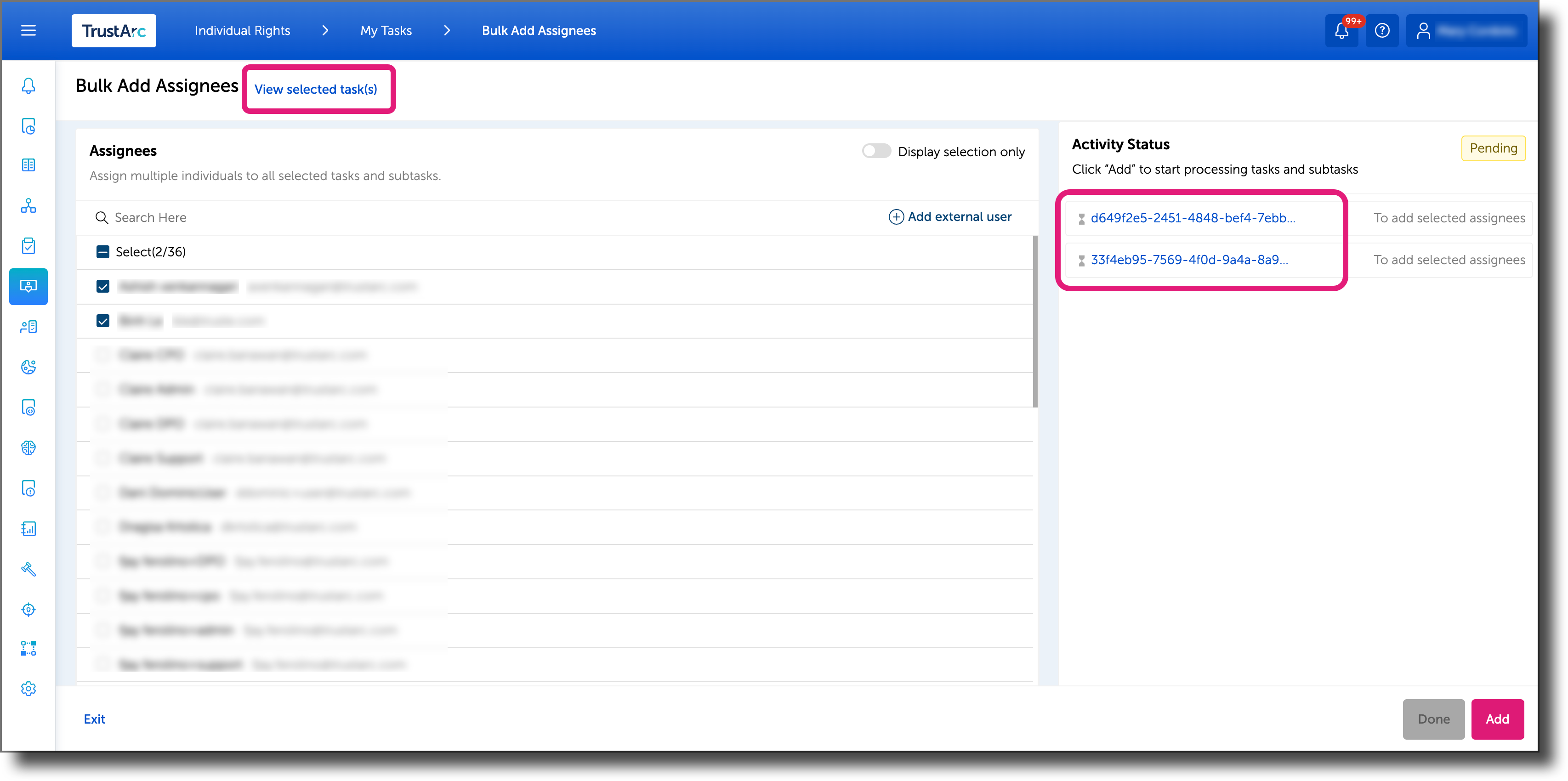 My Tasks Overview – TrustArc