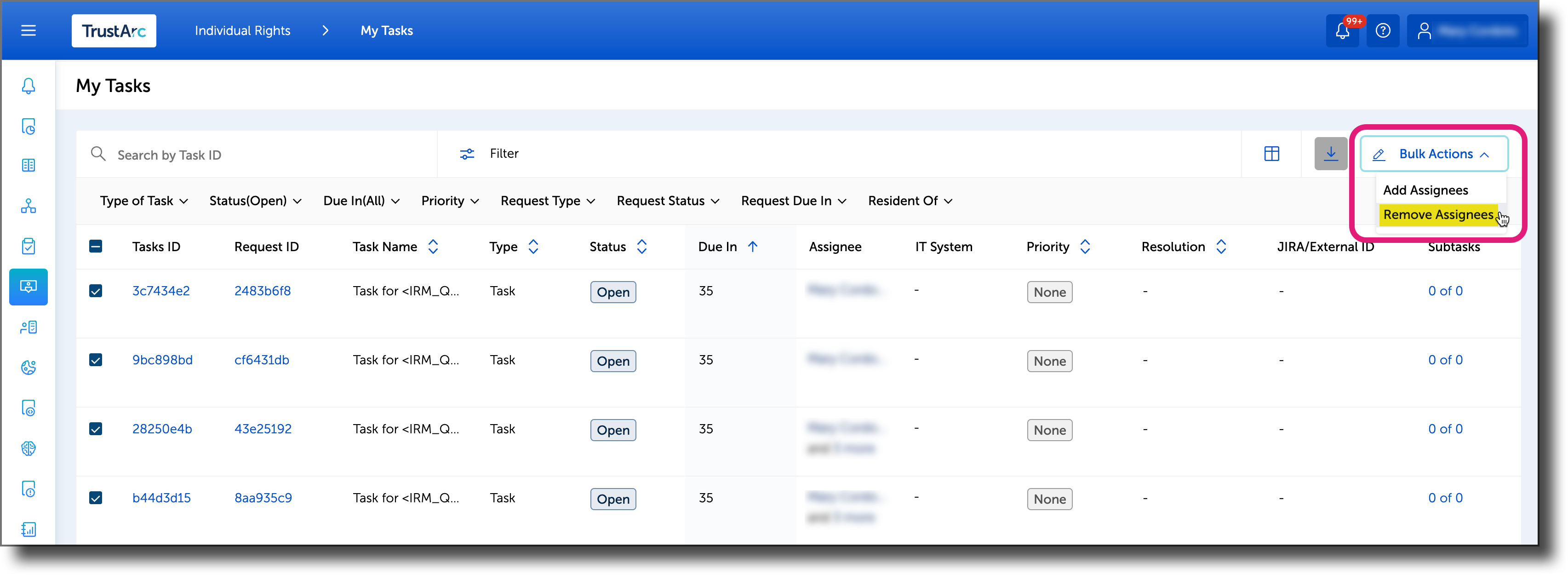 My Tasks Overview – TrustArc