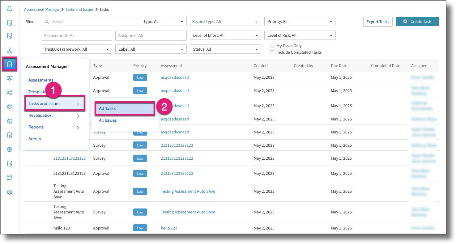 Viewing your Assessment Tasks – TrustArc