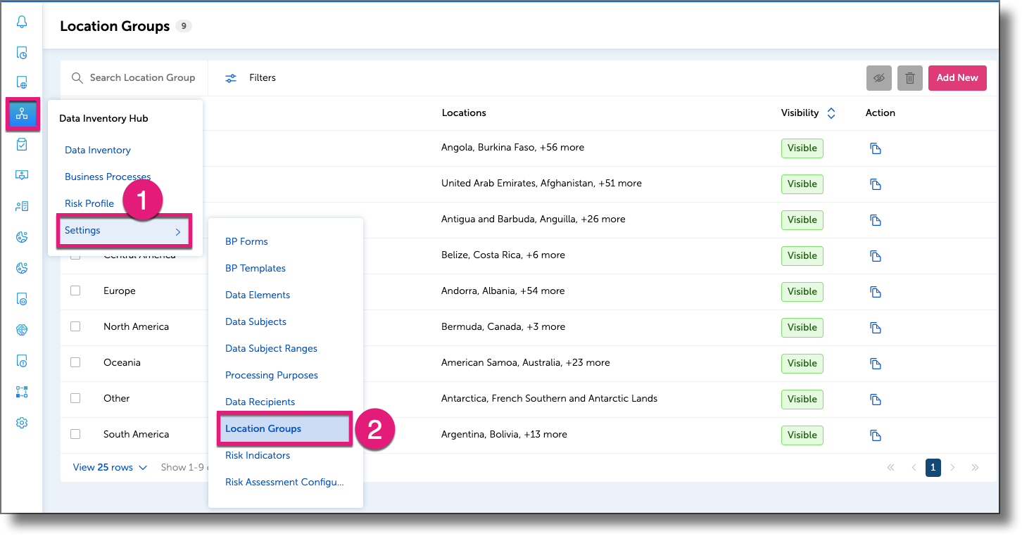 Creating a Custom Location Group (Data Mapping & Risk Manager)) – TrustArc Help Center