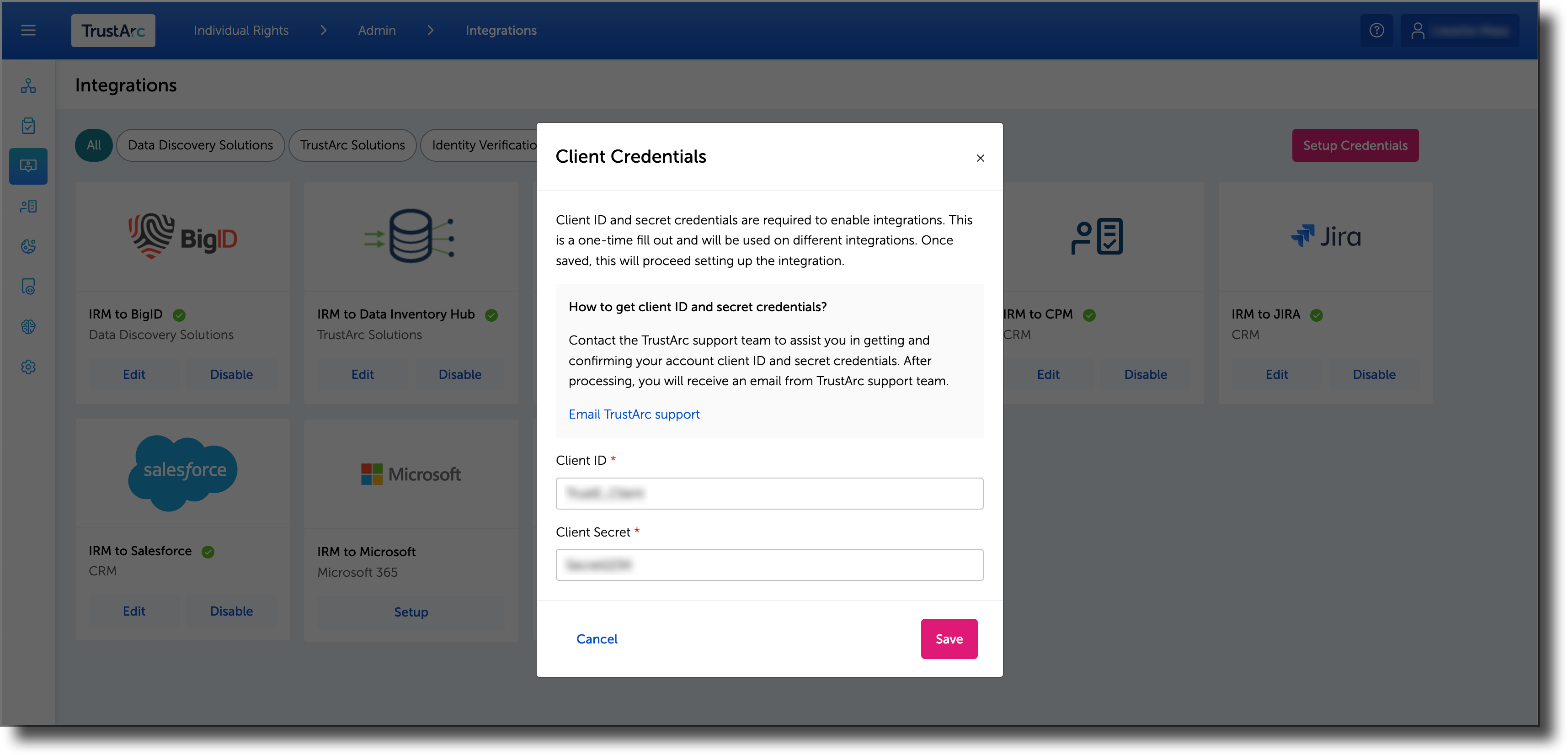 Client Credentials Set Up – TrustArc