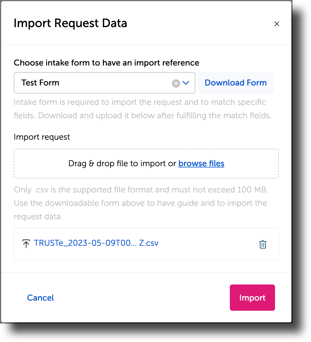 Importing Request Data Using CSV – TrustArc