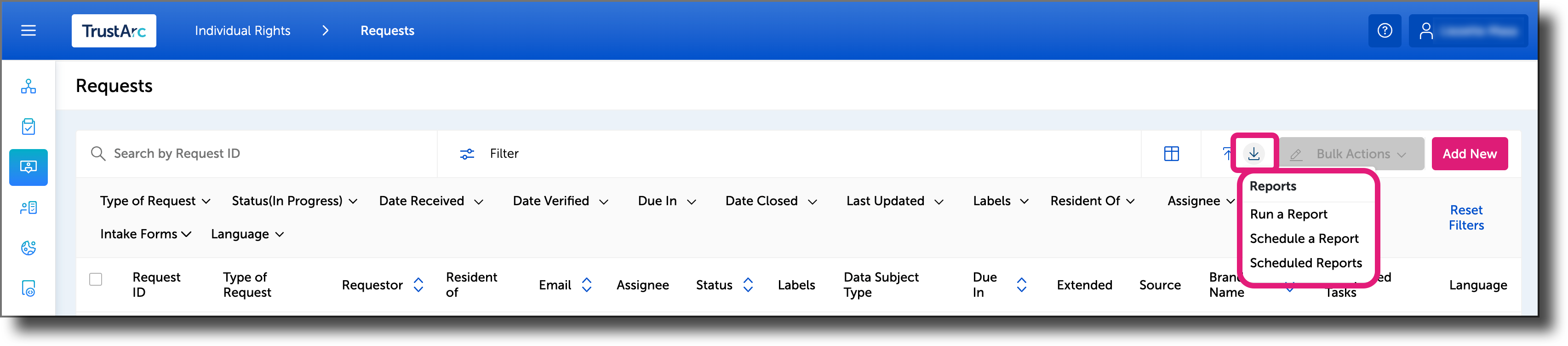 Generating and Scheduling Reports – TrustArc