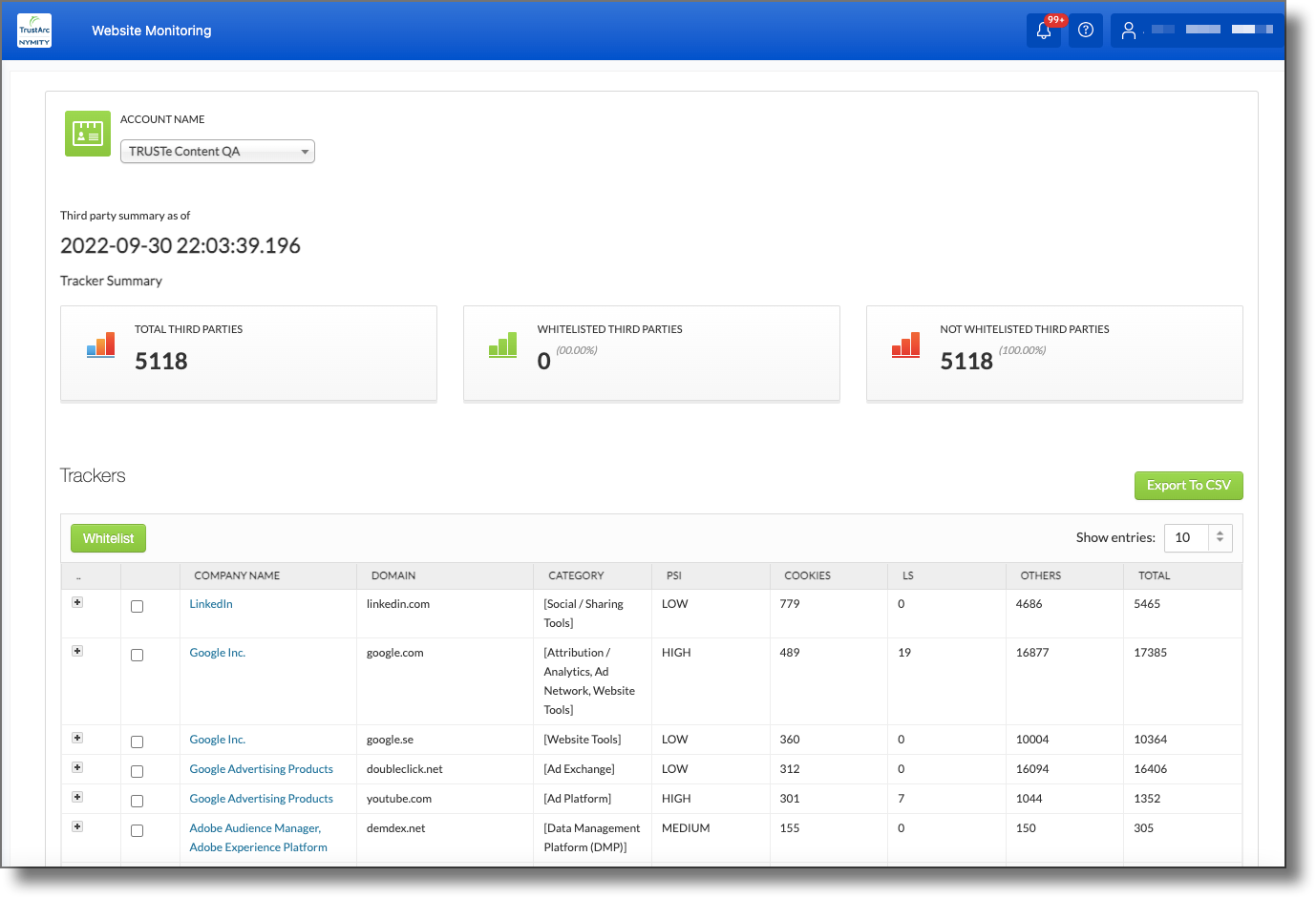 Trackers – TrustArc Help Center