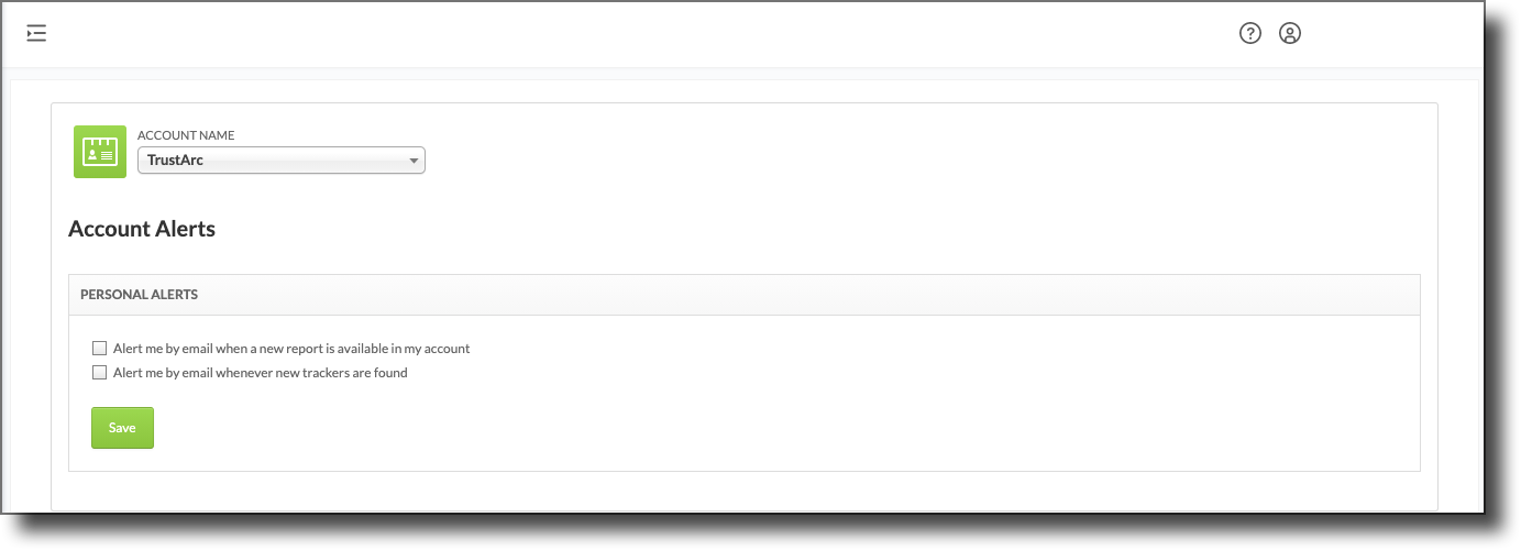 Account Alerts – TrustArc Help Center