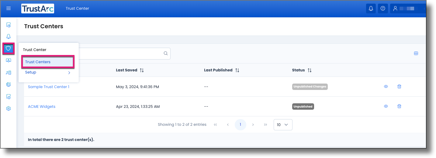 Starting your Trust Center configuration – TrustArc Help Center