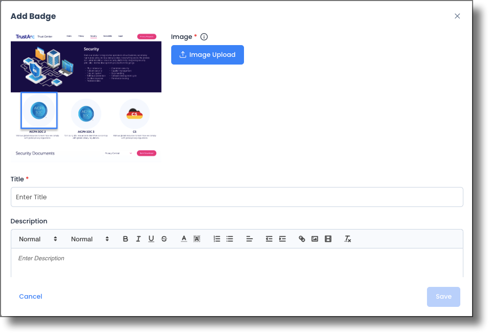 Creating Badges – TrustArc Help Center