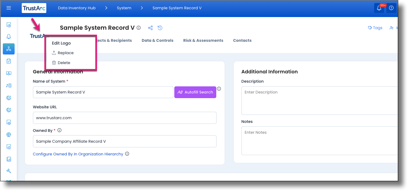 Creating a System Record – TrustArc Help Center