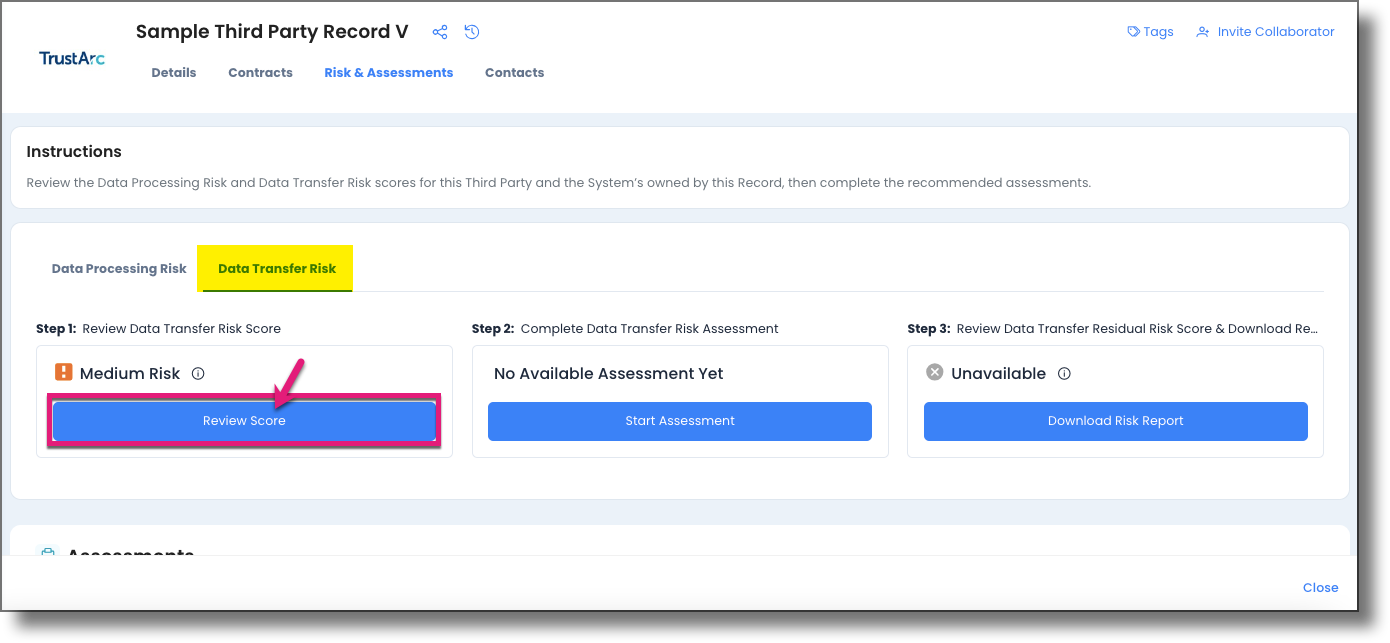 Creating a Third Party Record – TrustArc Help Center