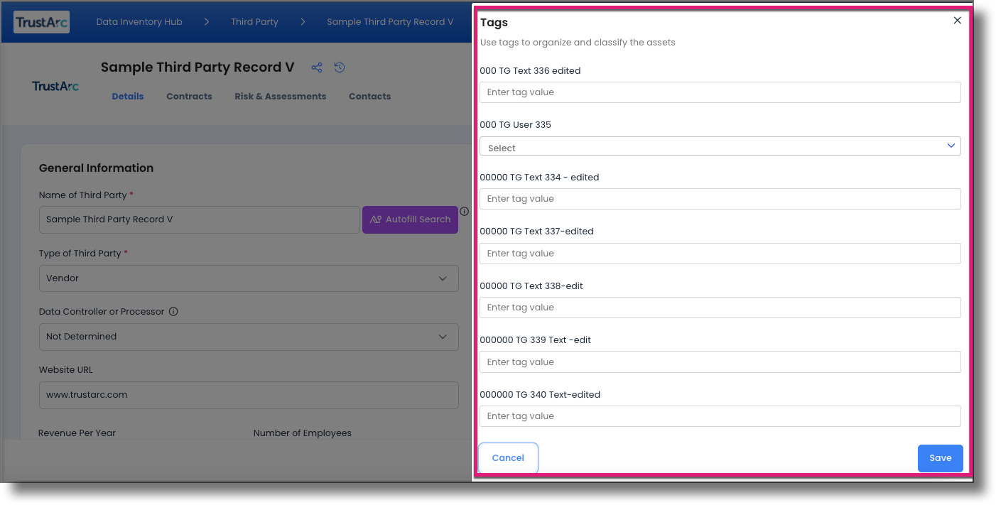 Creating a Third Party Record – TrustArc Help Center