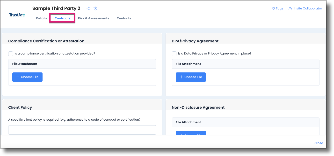 Creating a Third Party Record – TrustArc Help Center