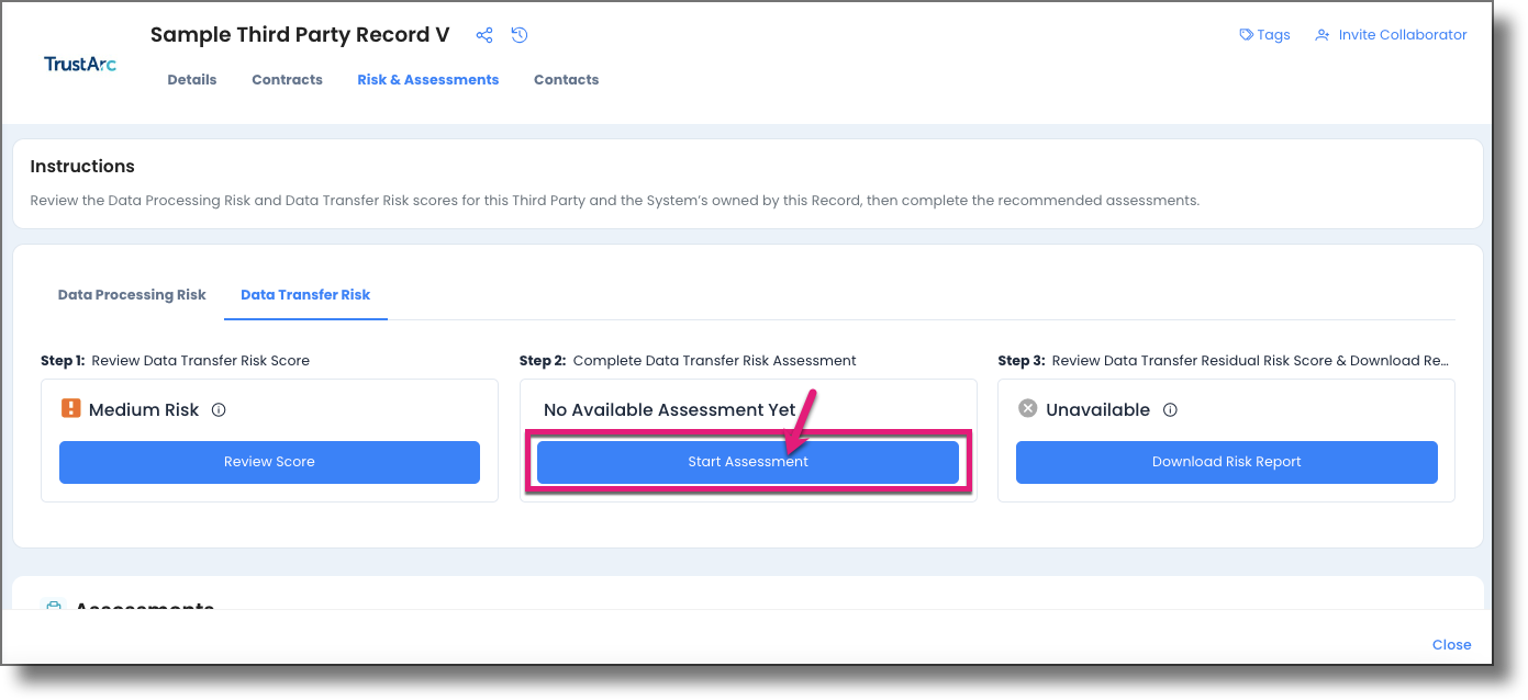 Creating a Third Party Record – TrustArc Help Center