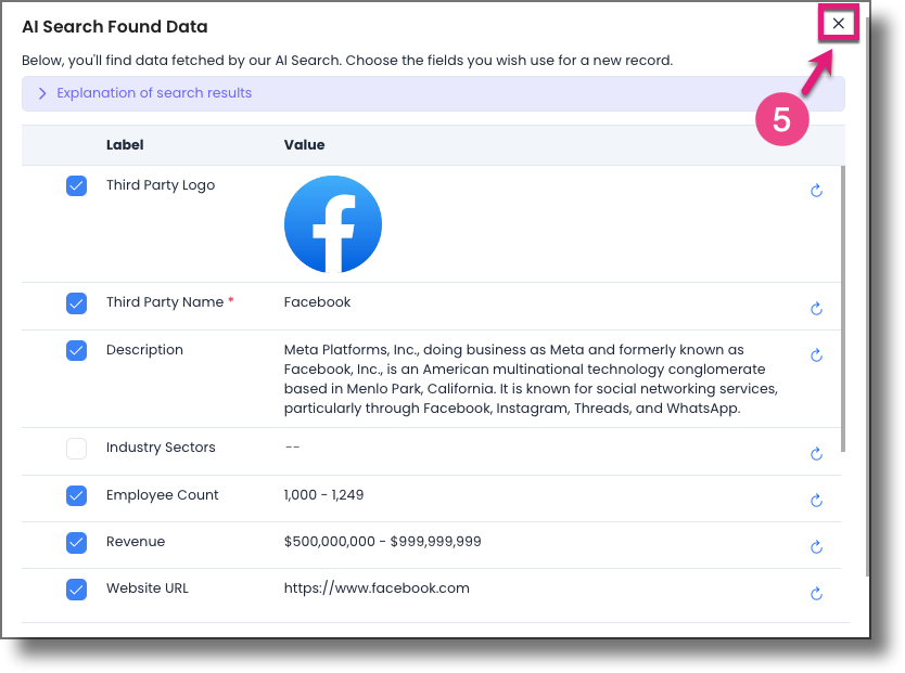Creating a Third Party Record using AI – TrustArc Help Center