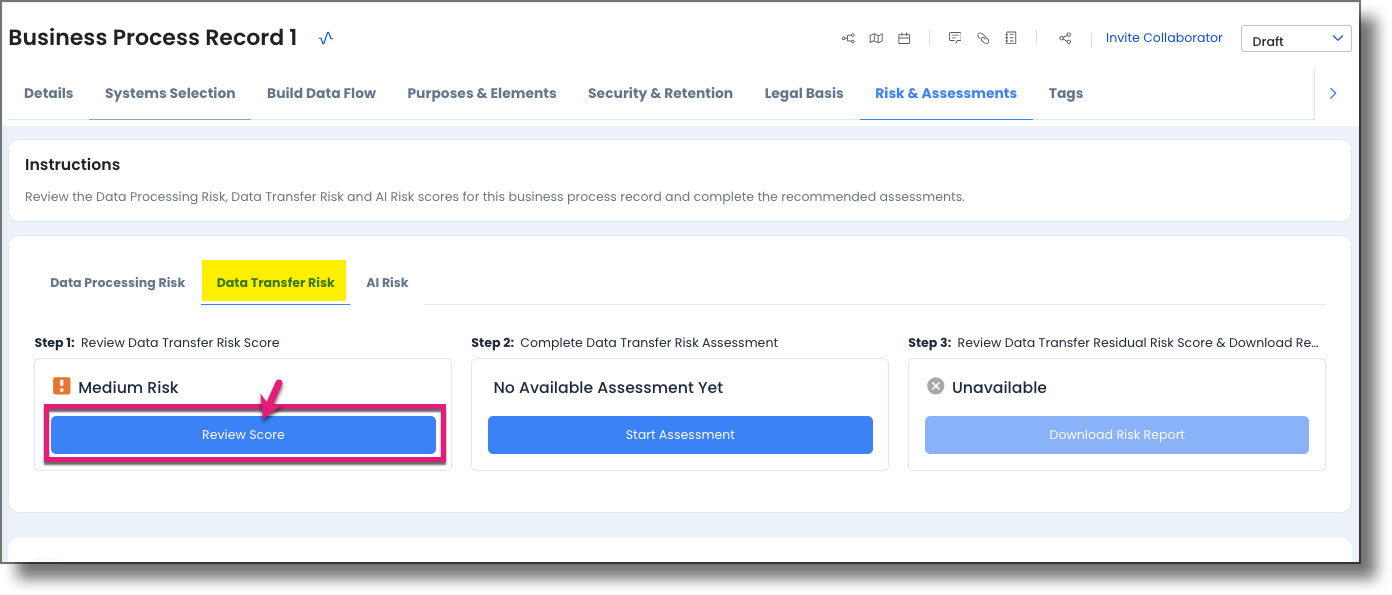 Creating a Standard Business Process Record – TrustArc Help Center