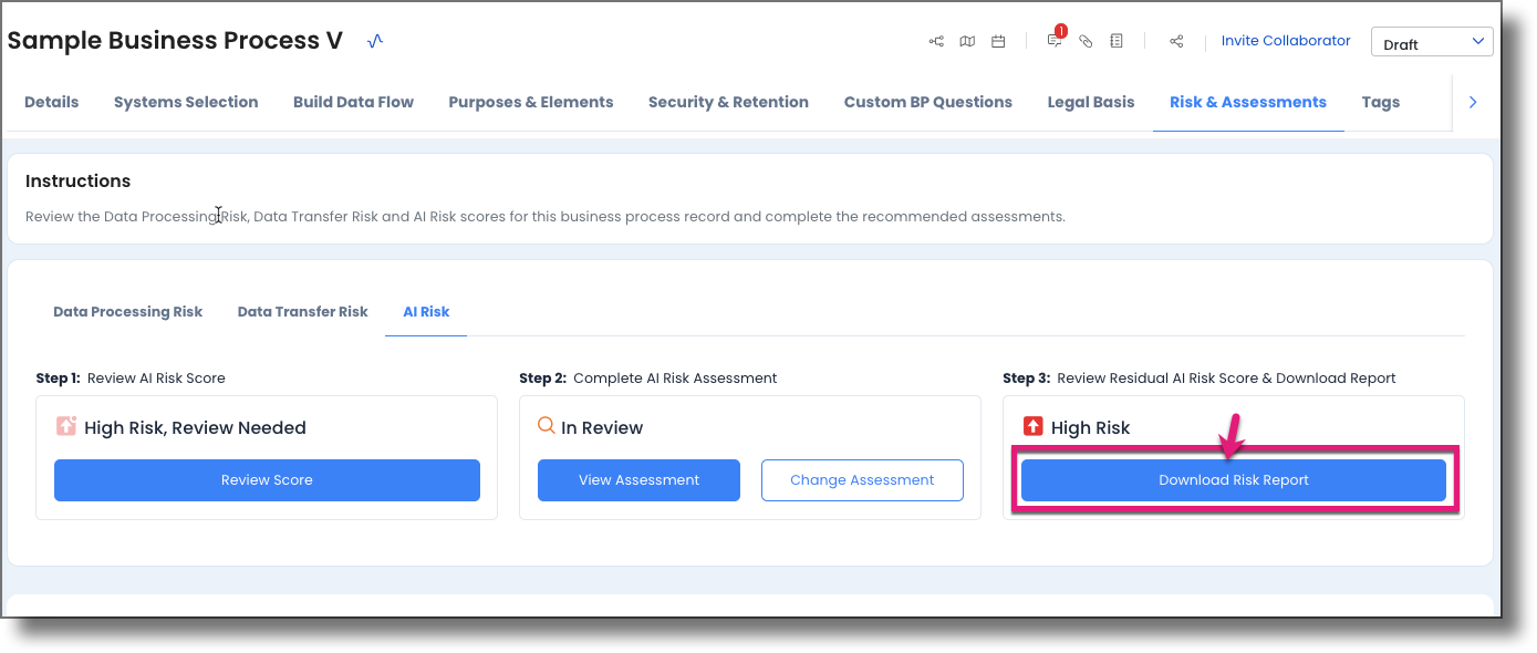 Creating a Standard Business Process Record – TrustArc Help Center
