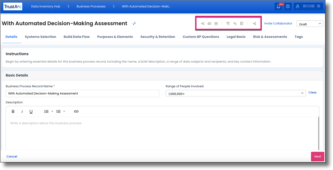 Creating a Standard Business Process Record – TrustArc Help Center