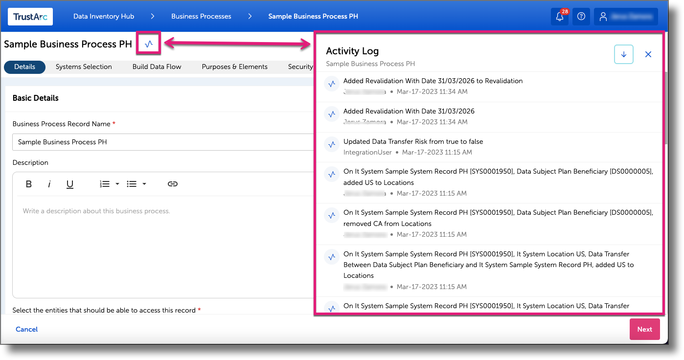 Creating a Standard Business Process Record – TrustArc Help Center