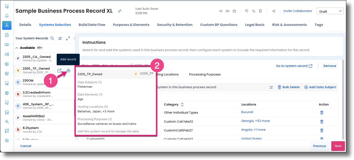 Creating a Standard Business Process Record – TrustArc Help Center