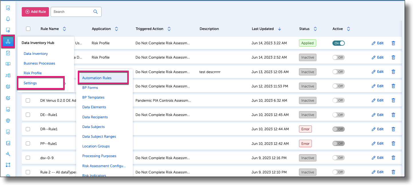 Adding Automation Rules – TrustArc Help Center