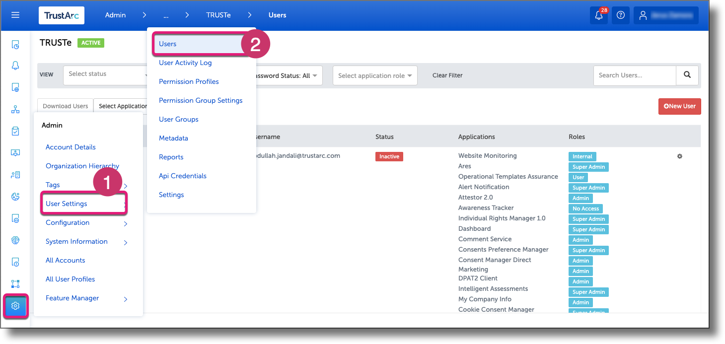 Managing User Access – TrustArc Help Center