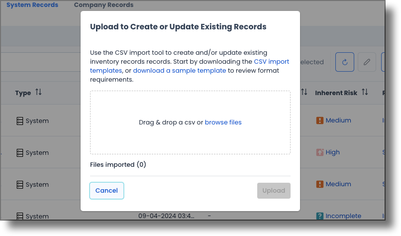 Using the CSV Import tool – TrustArc Help Center