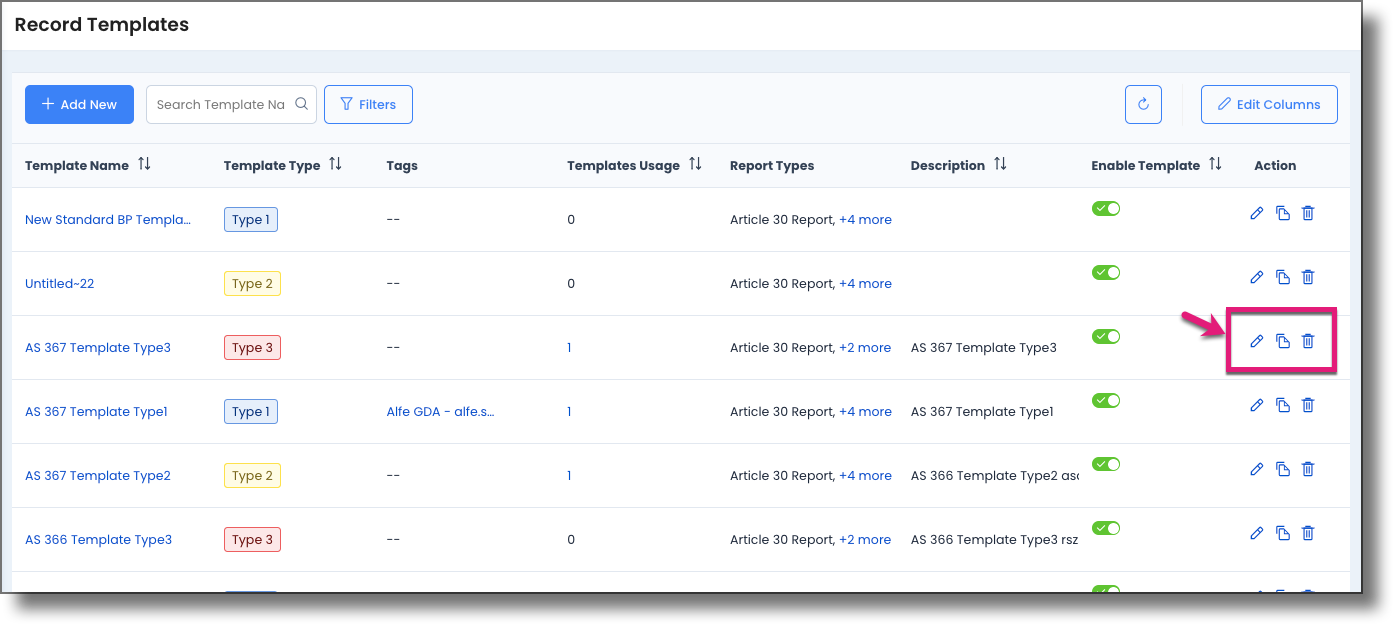 Creating a Standard Business Process Record Template – TrustArc Help Center