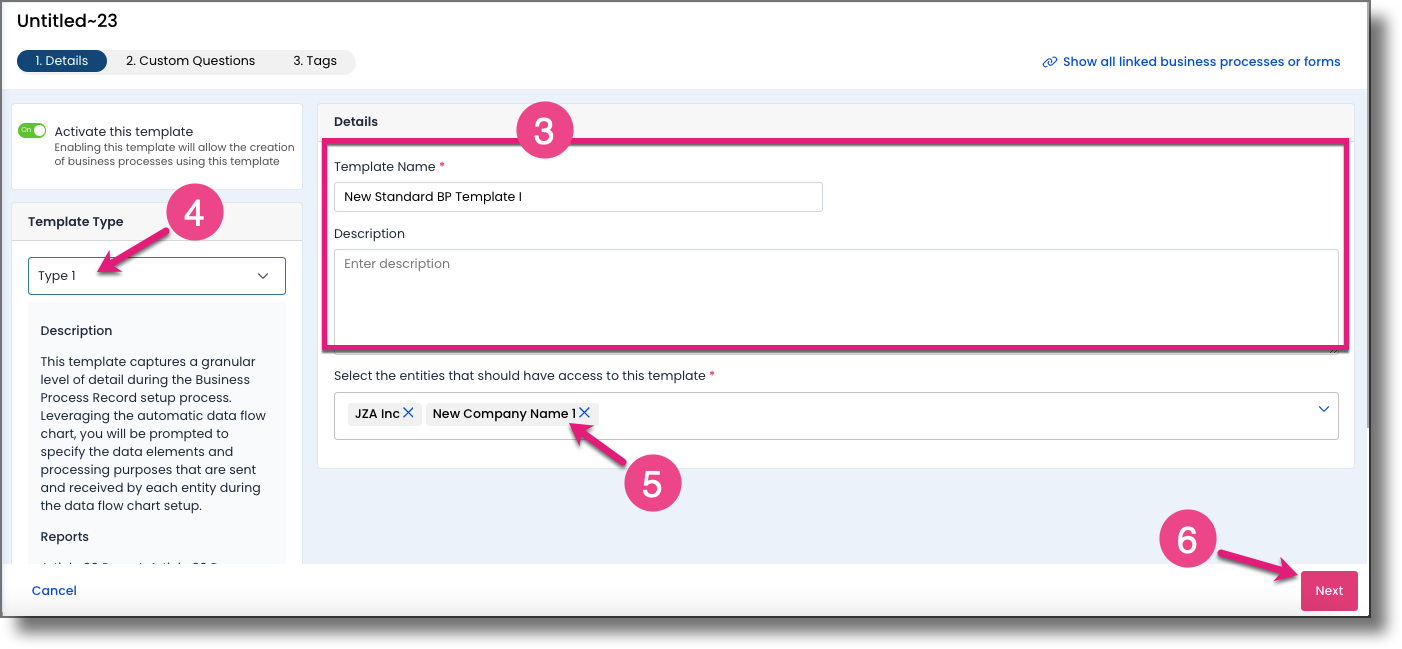 Creating a Standard Business Process Record Template – TrustArc Help Center