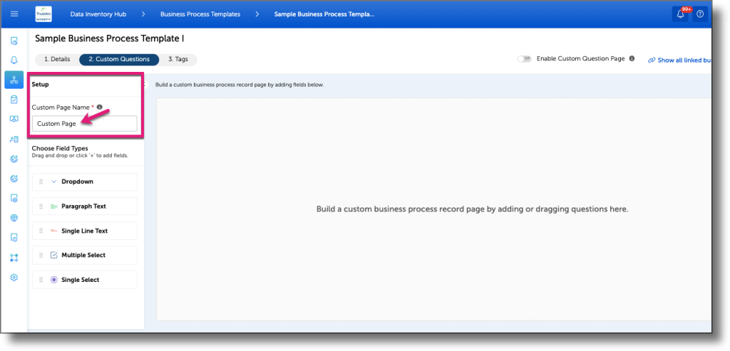 Creating a Standard Business Process Record Template – TrustArc Help Center