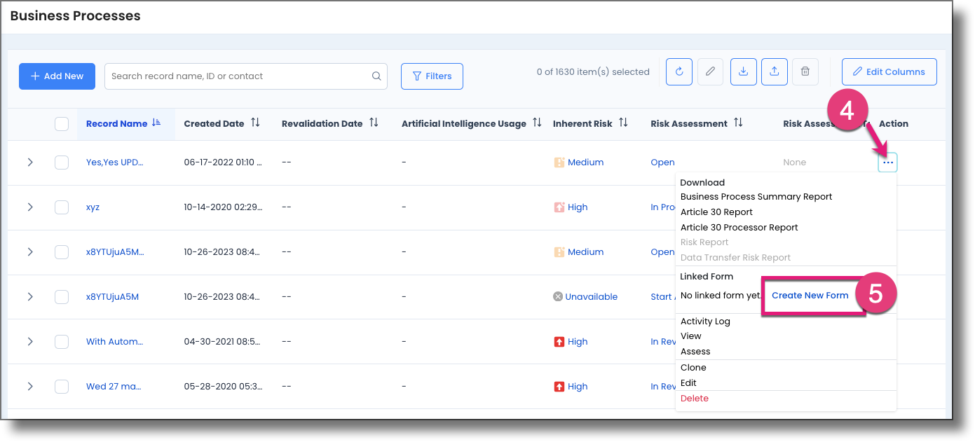 Creating a Business Process Form – TrustArc Help Center