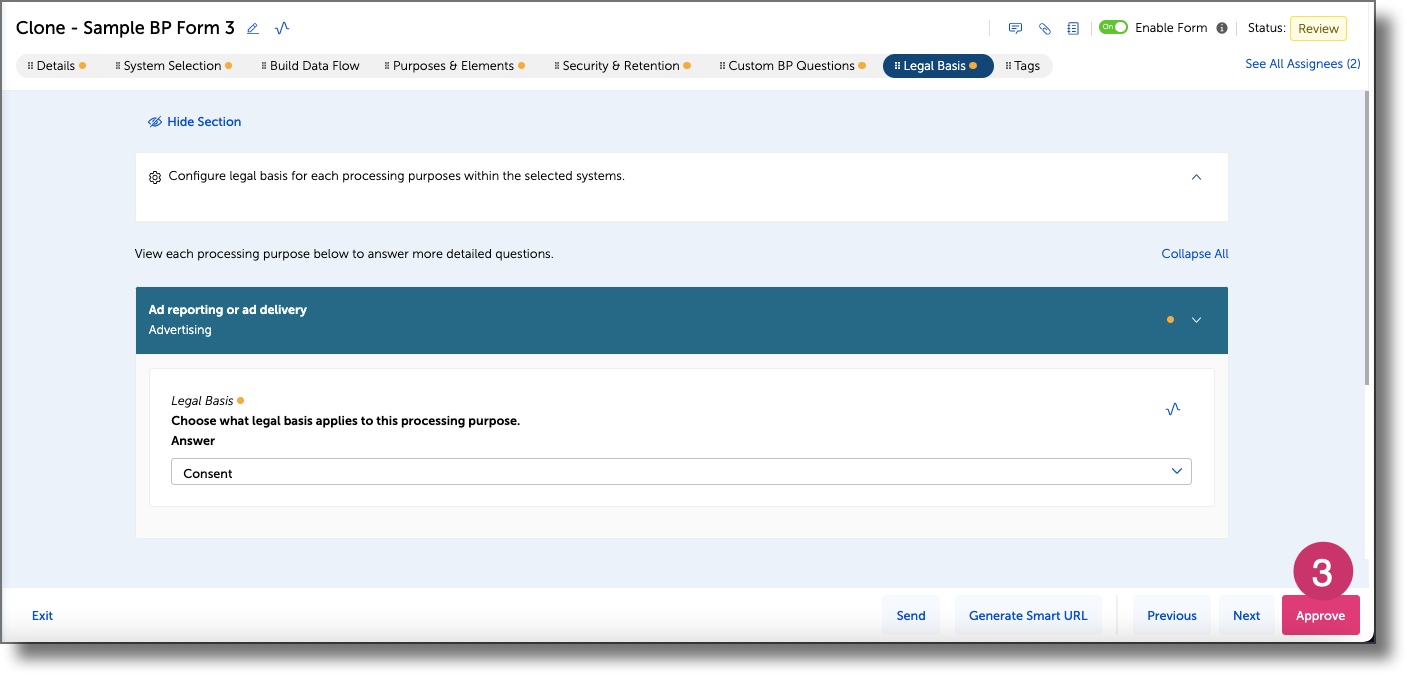 Approving/Completing the Business Process Form – TrustArc Help Center