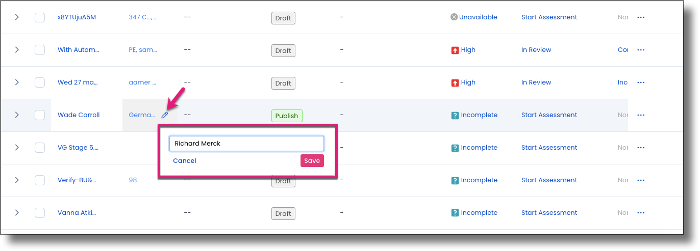 Editing a Business Process Record Quickly – TrustArc Help Center
