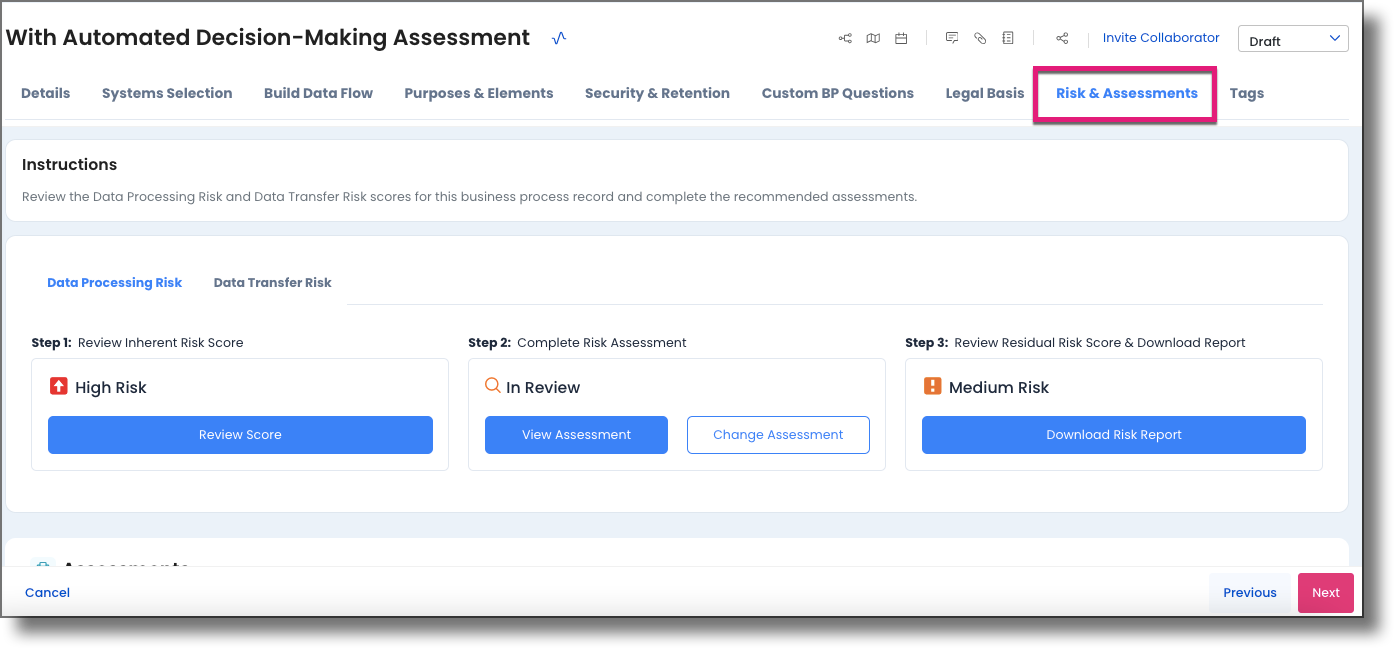 Evaluating the Inherent Risk of a Business Process Record from the ...