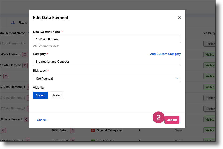 Editing Custom Data Elements – TrustArc Help Center