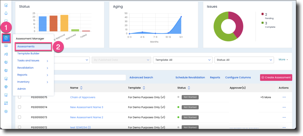 Configuring the columns in the All Assessments page – TrustArc Help Center