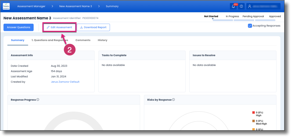 Editing the Assessment – TrustArc Help Center