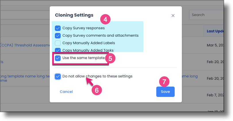 Configuring the Cloning Settings – TrustArc Help Center