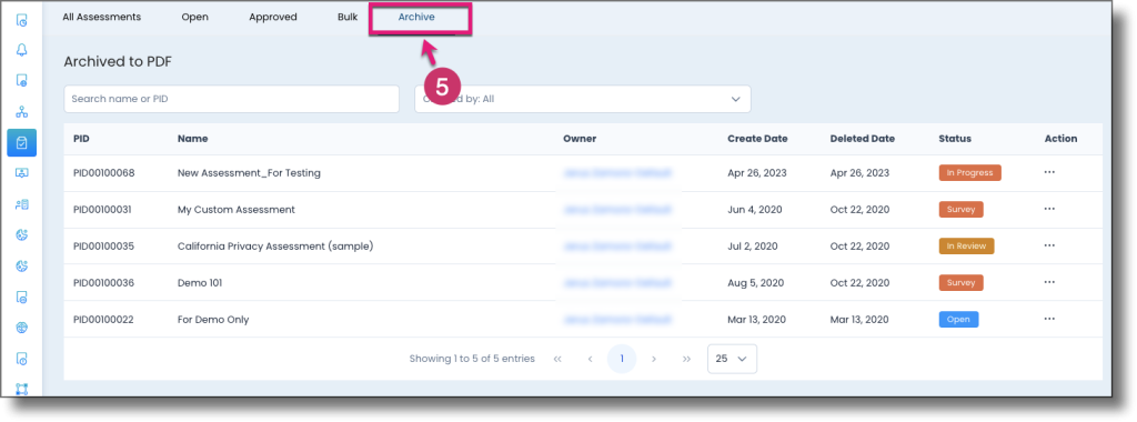 Deleting Assessments – TrustArc Help Center