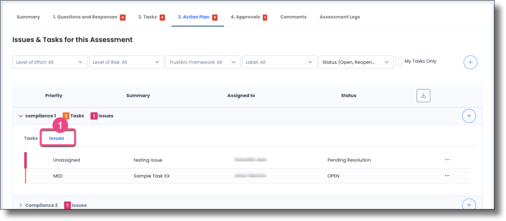 Understanding the Action Plan section of the Assessment Report page ...