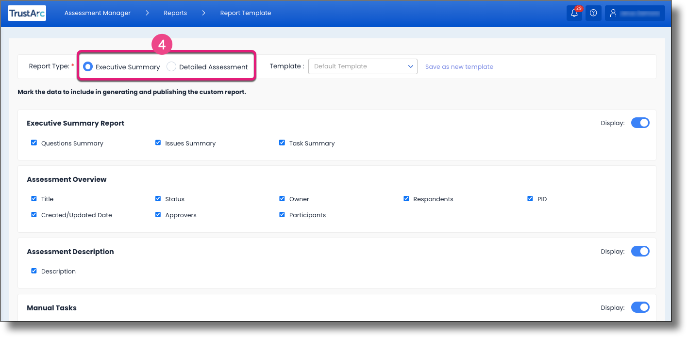 Creating a Custom Assessment Report – TrustArc Help Center