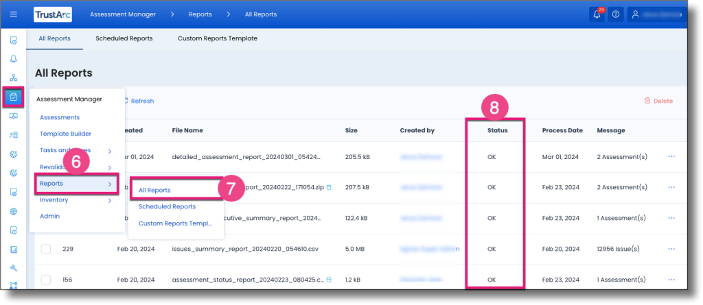 Single-Assessment Reports – TrustArc Help Center