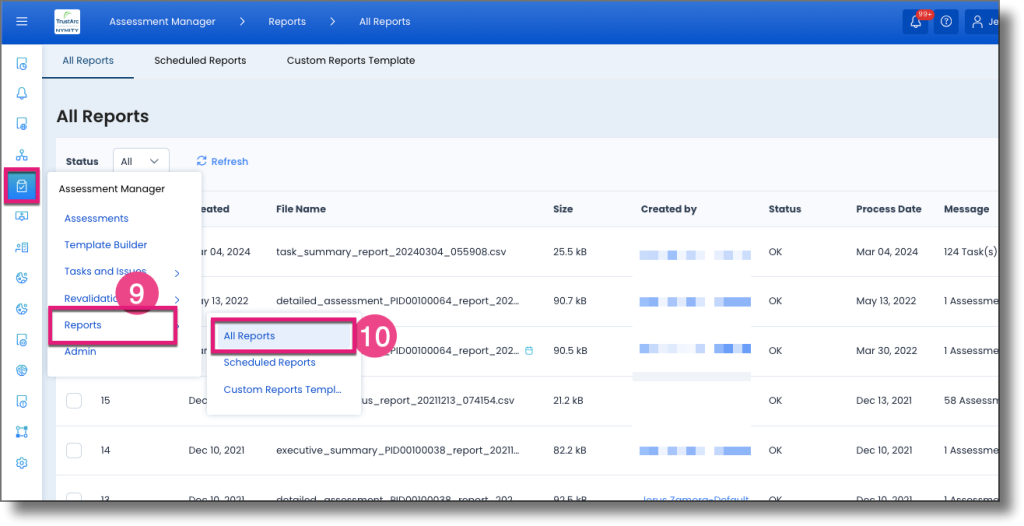 Generating Assessment Manager's Aggregate Reports – TrustArc Help Center